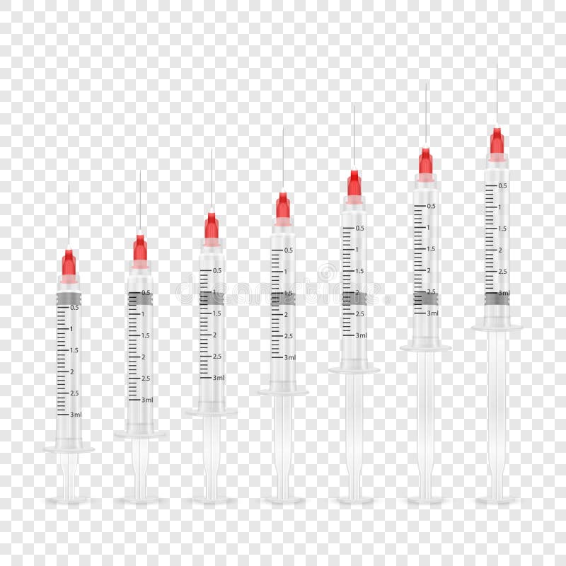 Vector 3d Realistic Blank Empty Syringe Icon Set Closeup Isolated on ...