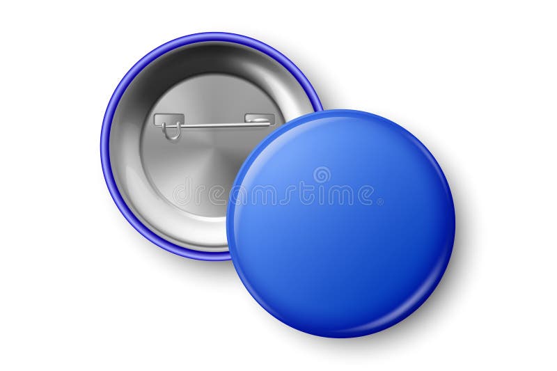 Vector 3d Realistic Blue Blank Round Button Badge Closeup, Isolated. ID ...