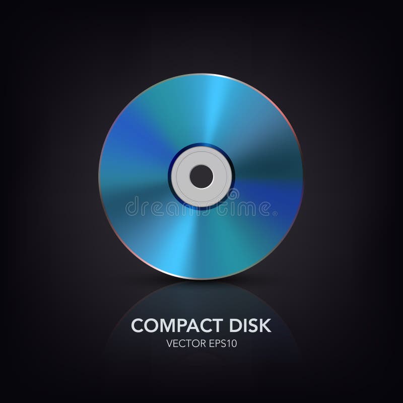 Vector 3d Realistic Blue CD, DVD on Black with Reflection. CD Design ...