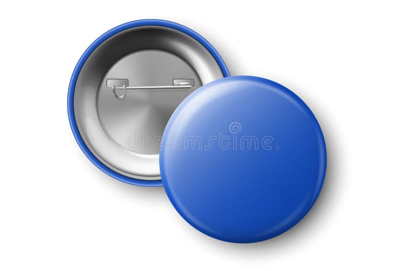 Vector 3d Realistic Blue Metal, Plastic Blank Button Badge Icon Set ...