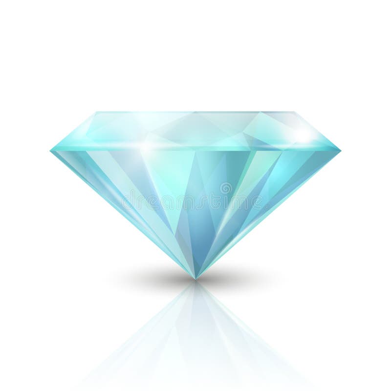 Vector 3d Realistic Blue Transparent Triangular Glowing Gemstone ...
