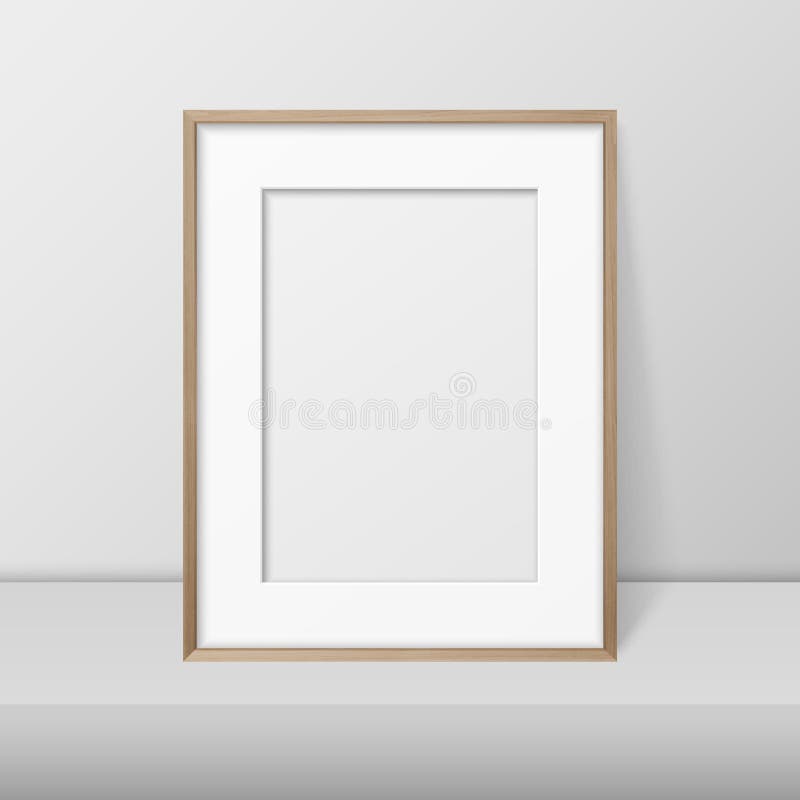 Vector 3d Realistic A4 Brown Wooden Simple Modern Frame on a White ...