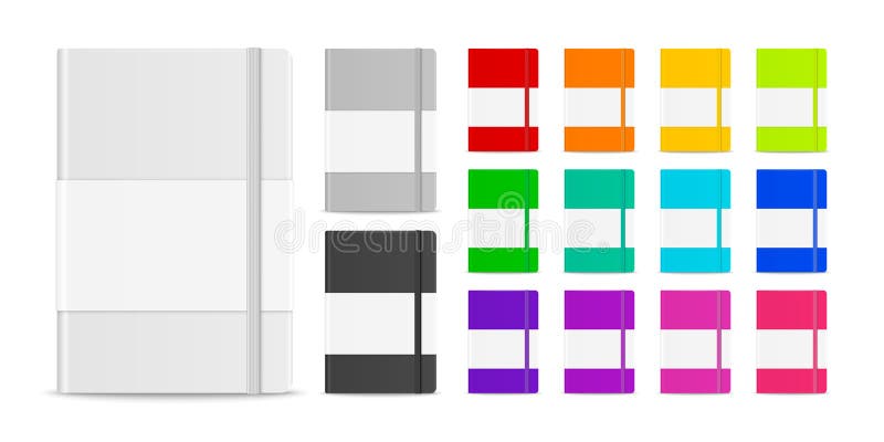 Vector 3d Realistic Closed Blank Paper Notebook Set Isolated on White ...