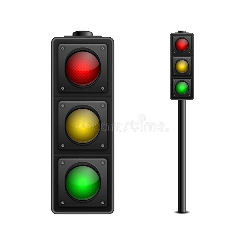 Vector 3d Realistic Detailed Road Traffic Light Icon Set Isolated ...