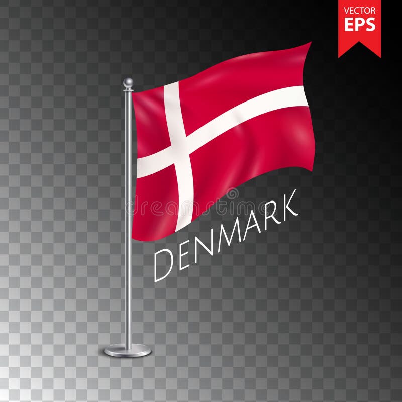 Vector 3d Realistic Flags of Denmark on Steel Poles Isolated on ...
