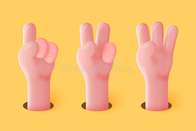 Human Cartoon Hand Showing Three Fingers Stock Vector - Illustration of ...