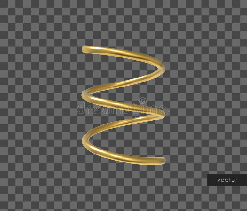 Vector 3d Realistic Geometric Object. Isolated Metallic Gold Helix ...