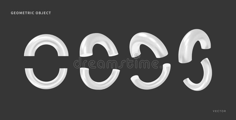 Vector 3d Realistic Geometric Objects. Isolated Metallic White Shapes ...