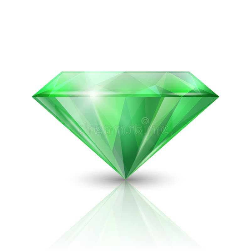 Vector 3d Realistic Green Transparent Triangular Glowing Gemstone ...