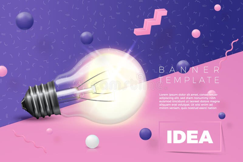Vector Light Bulb Idea Banner on Abstract Scene Stock Vector ...