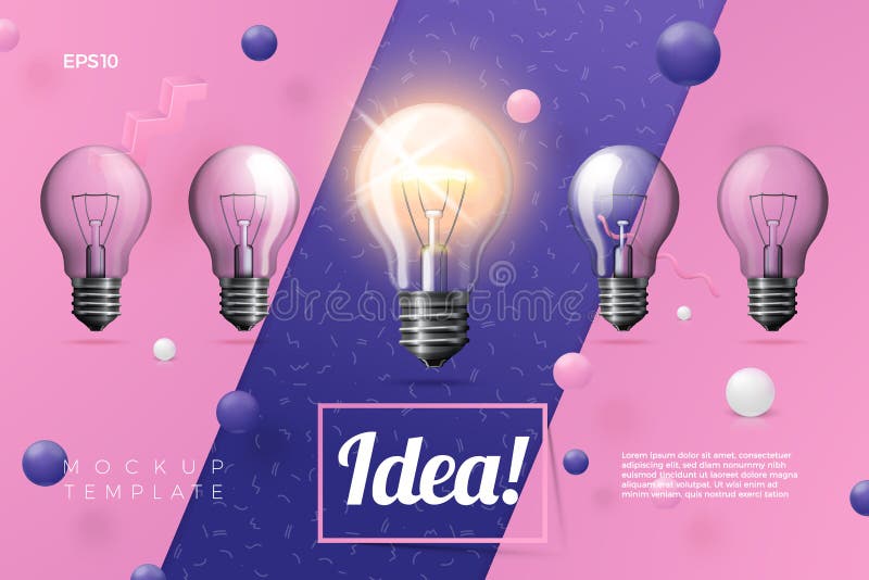 Vector Light Bulbs Idea Banner on Abstract Scene Stock Vector ...