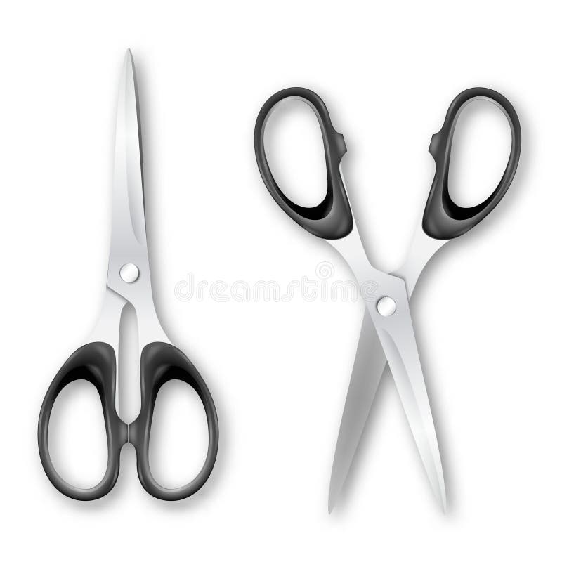 Vector 3d Realistic Metal Closed and Opened Stationery Scissors with ...