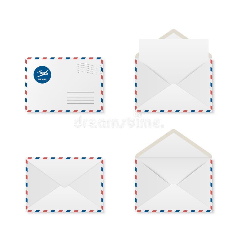 Vector 3d Realistic Open, Closed White Envelope Set. Isolated Envelopes ...
