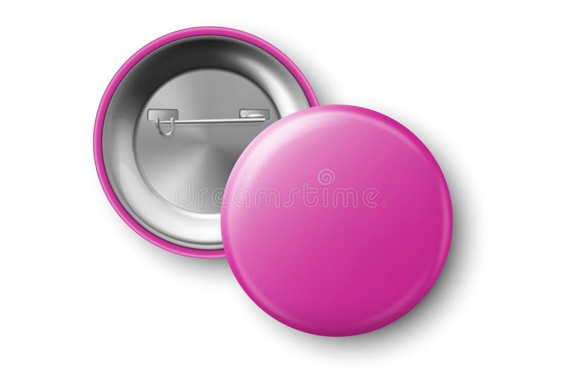 Vector 3d Realistic Pink Metal, Plastic Blank Button Badge Icon Set ...