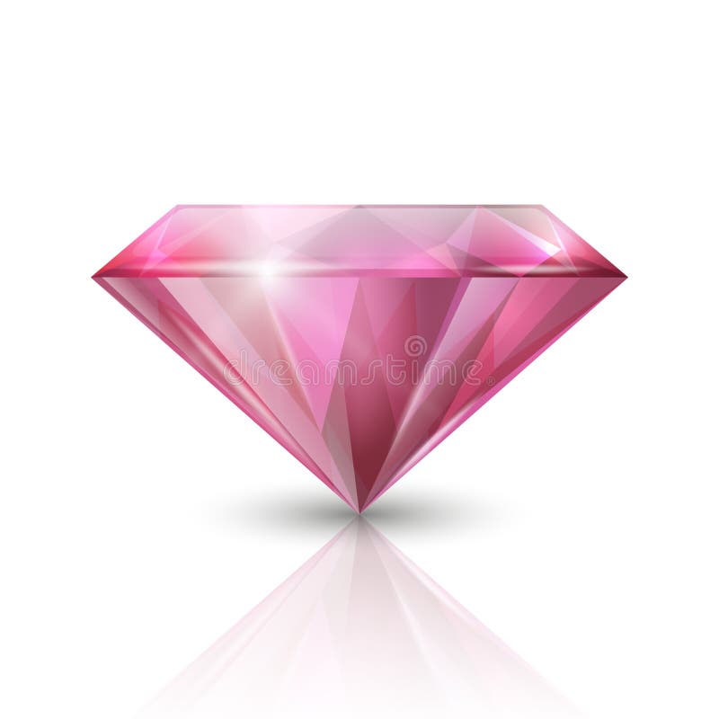 Vector 3d Realistic Pink Transparent Triangular Glowing Gemstone ...