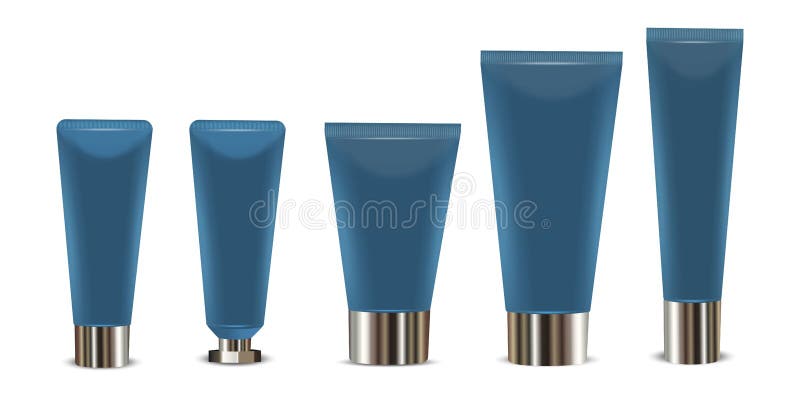 Vector 3d Realistic Plastic, Blue Tube Packaging with Metal Glossy Lid ...