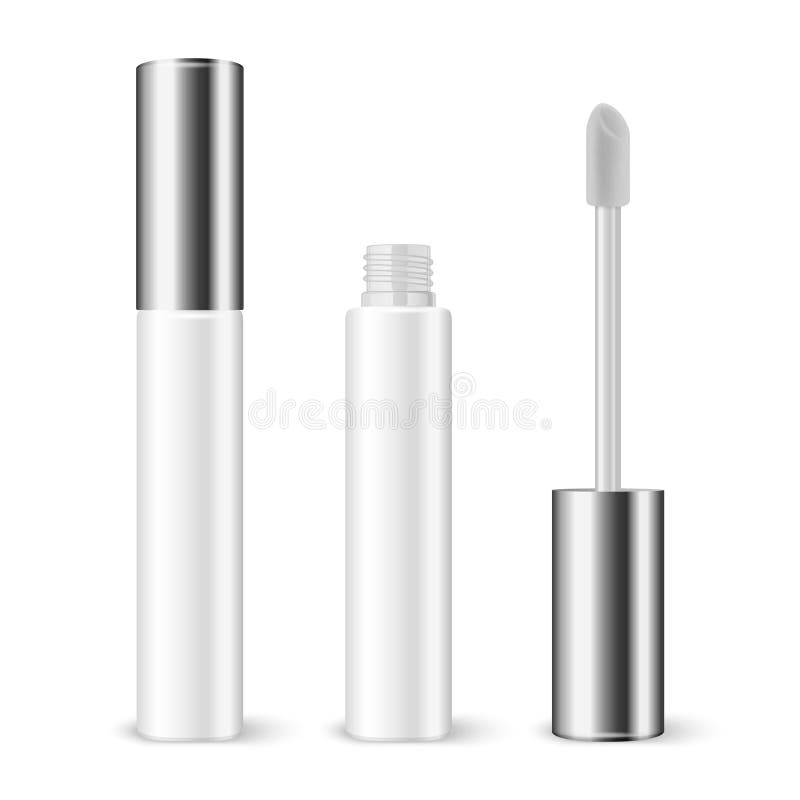 Vector 3d Realistic Plastic Closed, Opened White Lip Gloss, Lipstick ...
