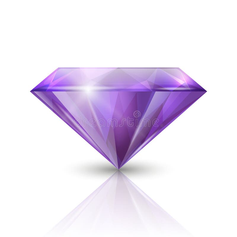 Vector 3d Realistic Purple Transparent Triangular Glowing Gemstone ...