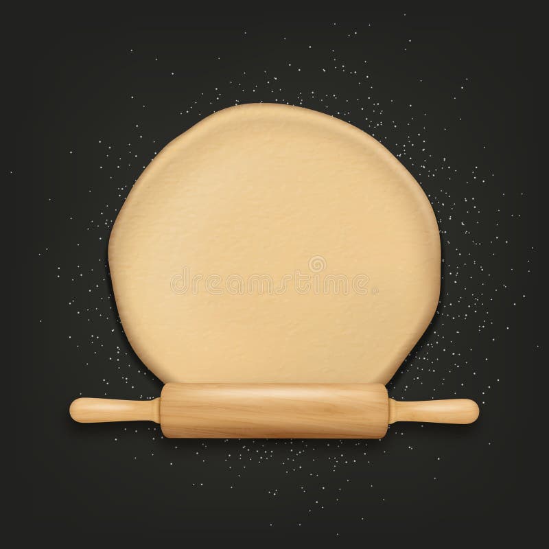 Vector 3d Realistic Raw Bread, Pizza Rolled Dough Pastry Sheet, Rolling ...