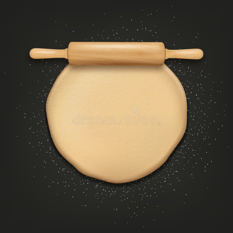 Vector 3d Realistic Raw Bread, Pizza Rolled Dough Pastry Sheet, Rolling ...