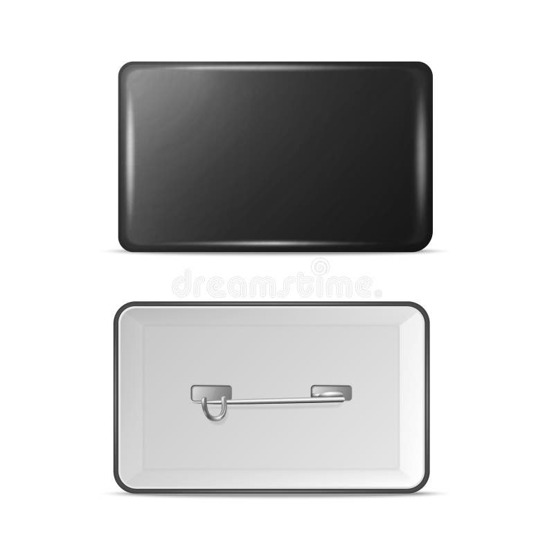 Vector 3d Realistic Rectangular Black Metal, Plastic Blank Empty Button ...