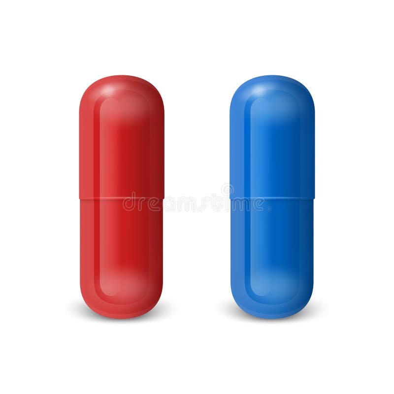 Vector 3D Realistic Red and Blue Pharmaceutical Medical Pill, Capsule ...