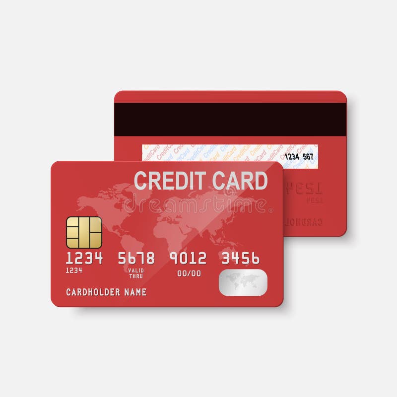 Vector 3d Realistic Red Credit Card with Map Isolated. Design Template ...