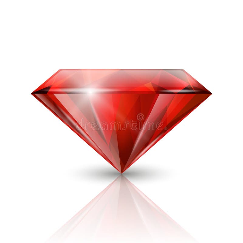 Vector 3d Realistic Red Transparent Triangular Glowing Gemstone ...