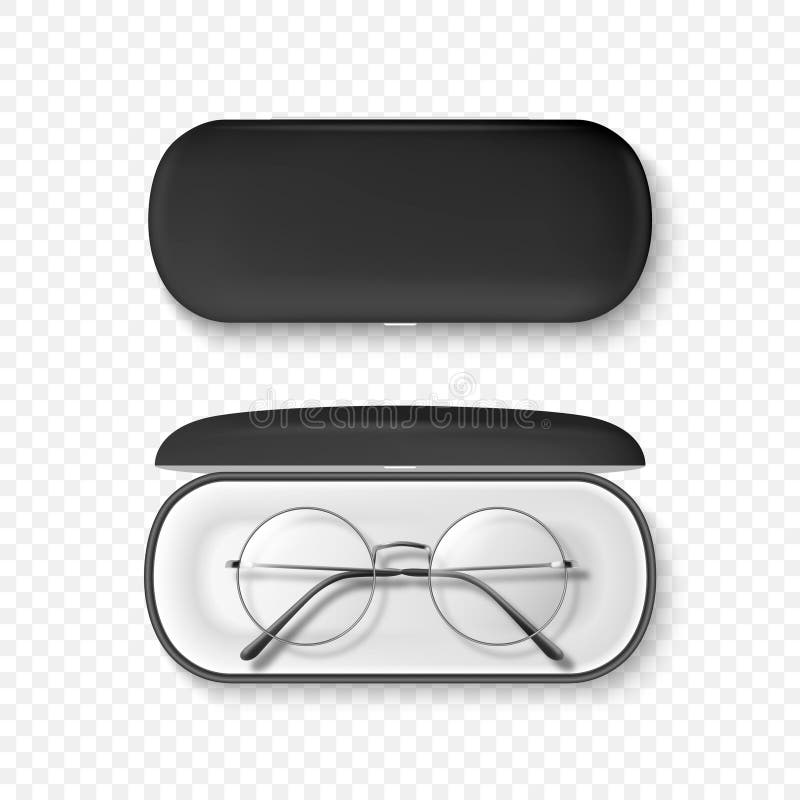 Vector 3D Realistic Round Frame Glasses and Case Set. Round Sunglasses ...