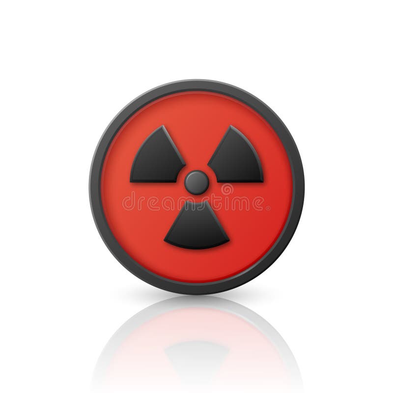 Vector 3d Realistic Round Red and Black Warning, Danger Nuclear Symbol ...