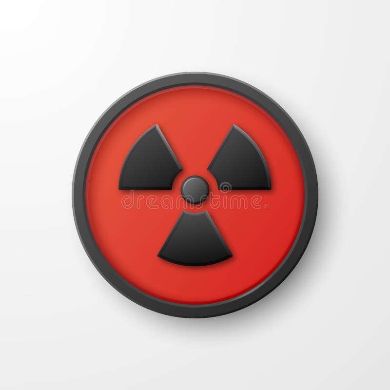 Vector 3d Realistic Round Red and Black Warning, Danger Nuclear Symbol ...