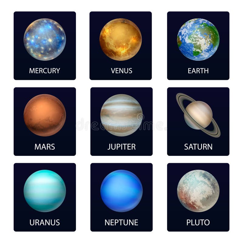 Planets of the Solar System. Vector 3d Realistic Space Planet Set in ...