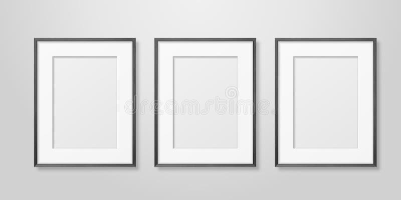 Vector 3d Realistic Three A4 Black Wooden Simple Modern Frame on a ...
