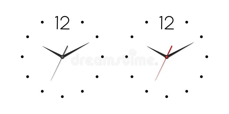 Vector 3d Realistic Wall Office Clock Face Set. White and Black Dial ...