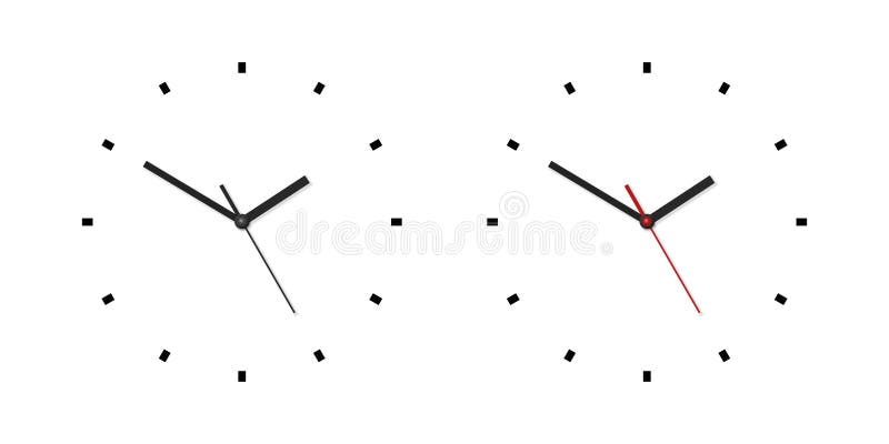 Vector 3d Realistic Wall Office Clock Face Set. White and Black Dial ...