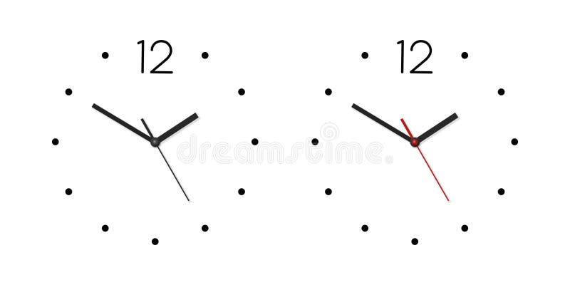 Vector 3d Realistic Wall Office Clock Face Set. White and Black Dial ...