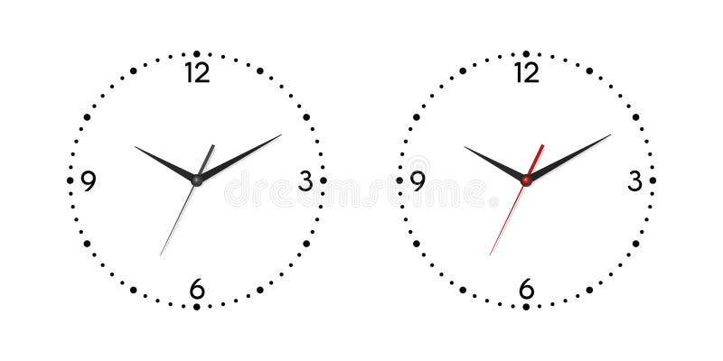 Vector 3d Realistic Wall Office Clock Face Set. White and Black Dial ...