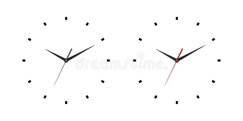 Vector 3d Realistic Wall Office Clock Face Set. White and Black Dial ...