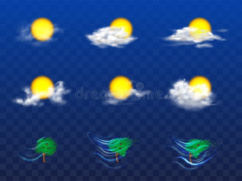 Vector 3d Realistic Weather Forecast, Metcast Elements Stock Vector ...