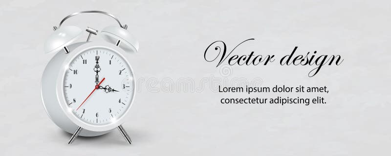 Vector 3d Realistic White Alarm Clock. Design Template, Banner with ...