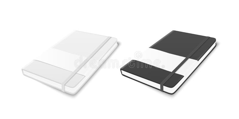 Vector 3d Realistic White and Black Closed Blank Paper Notebook with ...