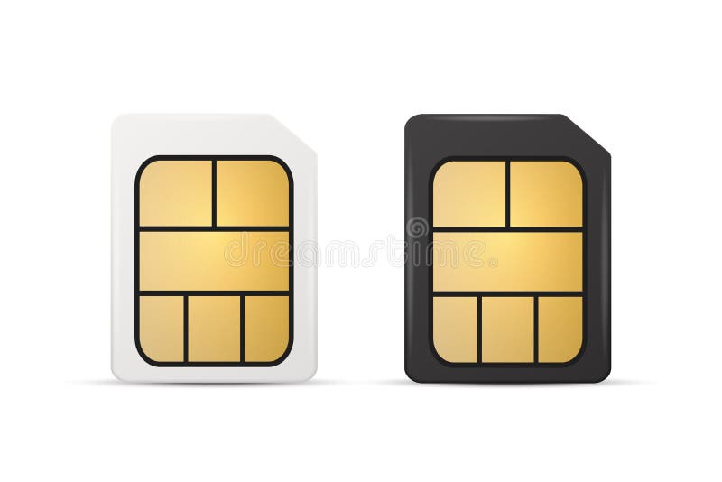 Vector 3d Realistic White and Black Plastic Micro Sim Card Template Set ...