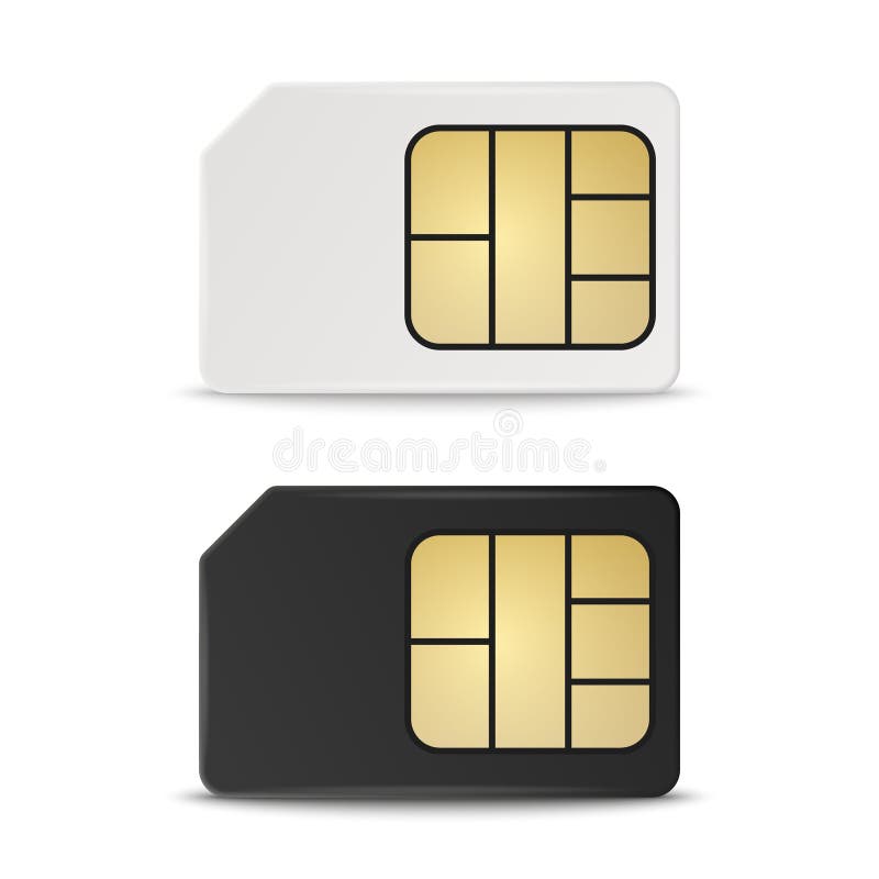 Vector 3d Realistic White and Black Plastic Sim Card Template Set ...