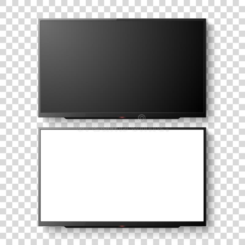 Vector 3d Realistic White Blank TV Screen Set. Modern LCD LED Panel Set ...