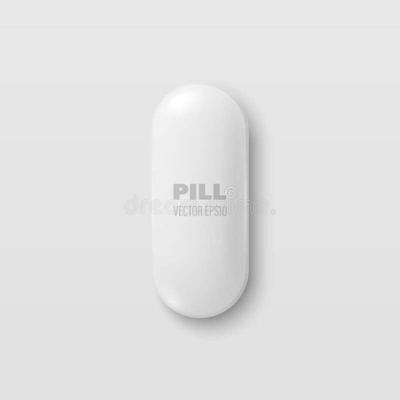 Vector 3d Realistic White Oval Horizontal Pharmaceutical Medical Pill ...