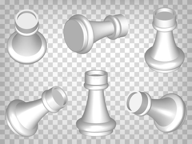 Vector 3d Realistic White Rook of Chess Icon Set Isolated. Set of ...