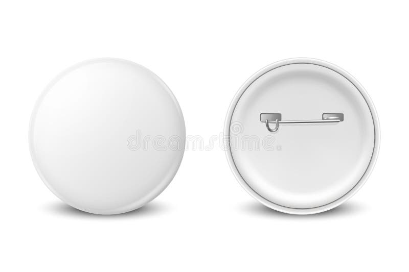 Vector 3d Realistic White Round Metal, Plastic Blank Empty Button Badge ...