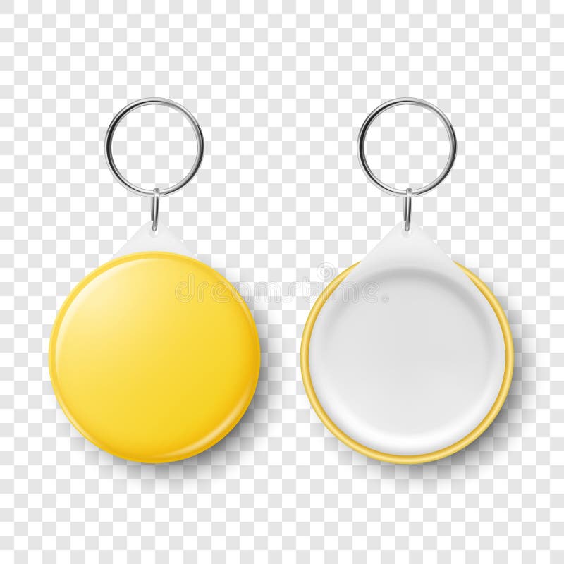 Vector 3d Realistic Yellow Blank Round Button Badge with Ring Holder ...