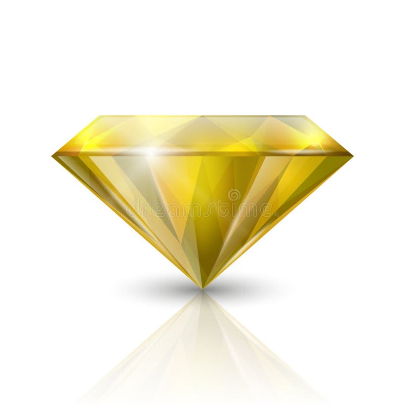 Vector 3d Realistic Yellow Transparent Triangular Glowing Gemstone ...