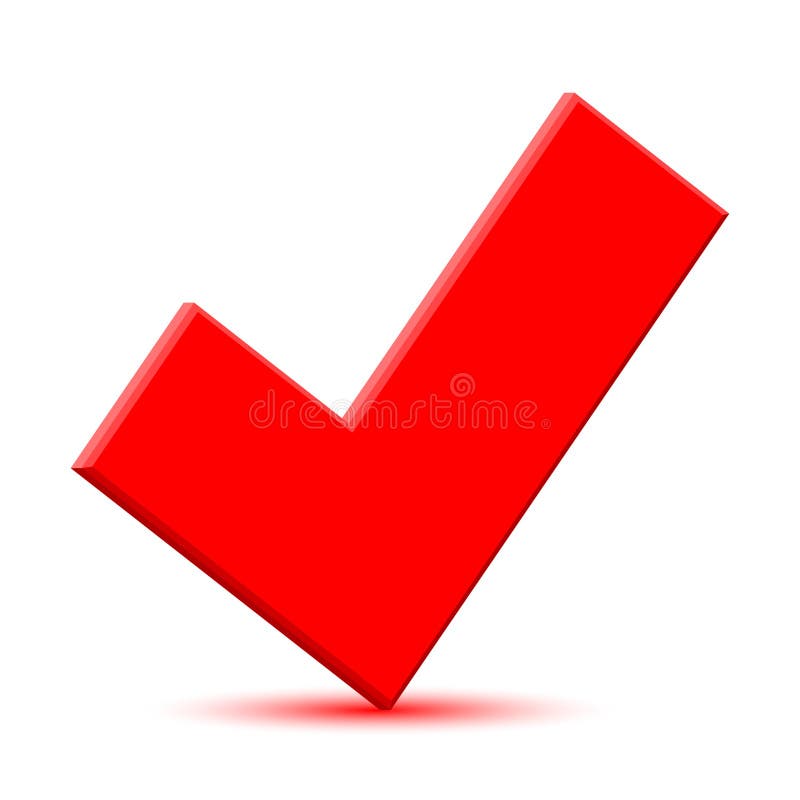 Vector 3d Red Checklist Checkmark Icon. Correct Check Mark Answer Flag ...
